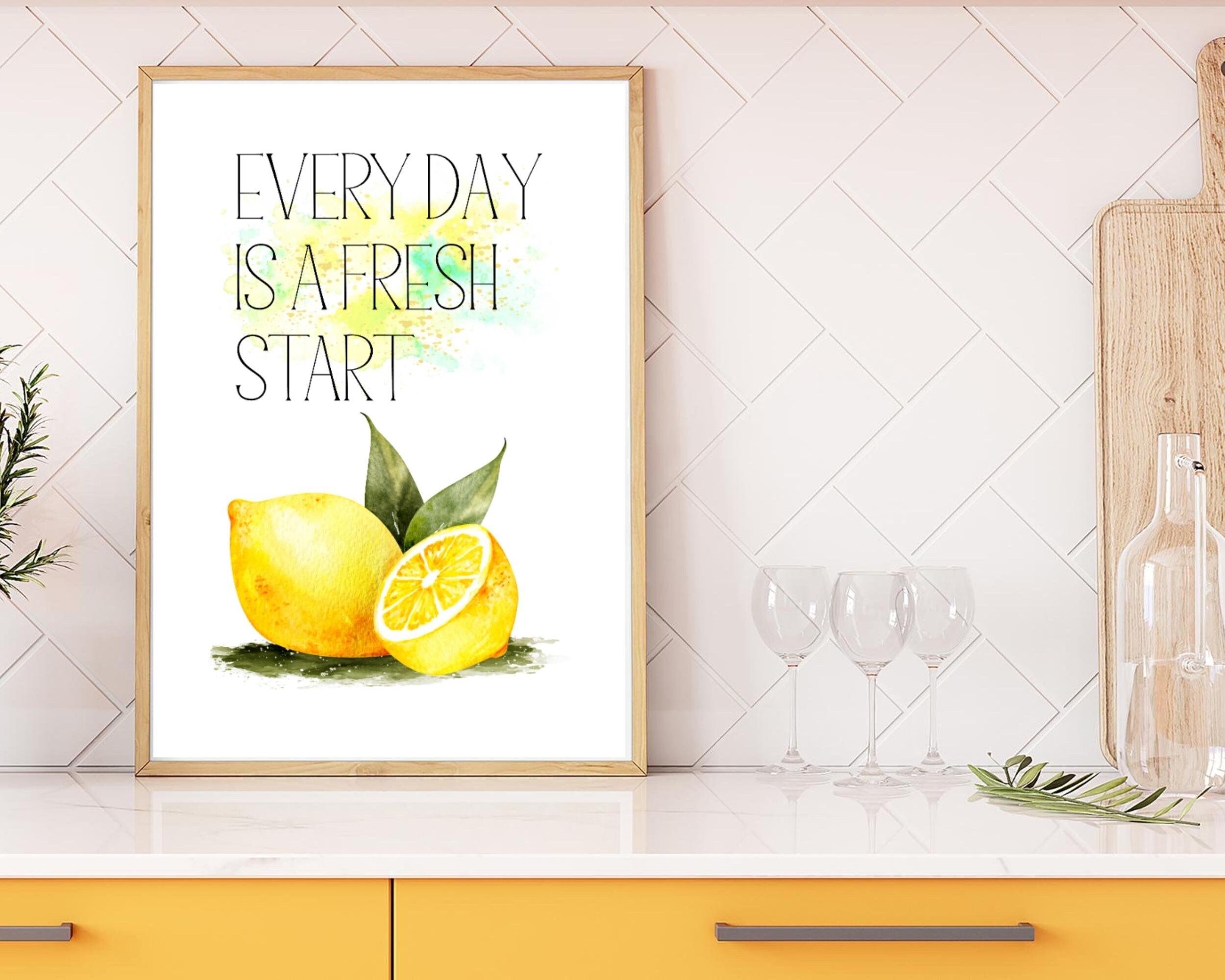 Printable Lemon Watercolor Wall Art Print | Yellow Lemon Poster Prints ...