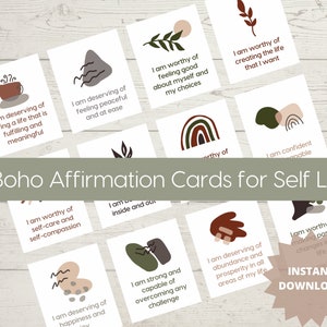 Printable Boho Affirmation Cards for Self Love Law of - Etsy