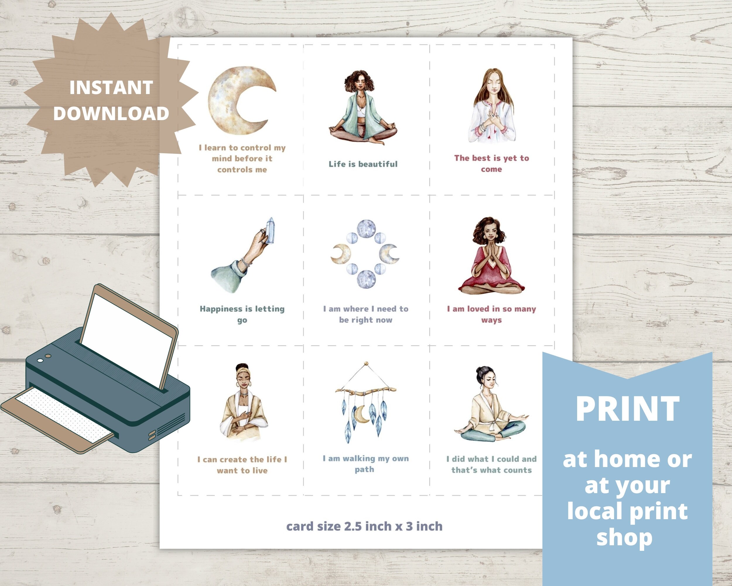 Printable Boho Affirmation Cards Positive Inspiration Cards - Etsy