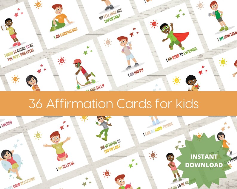 Printable Positive Affirmation Cards for Kids INSTANT - Etsy