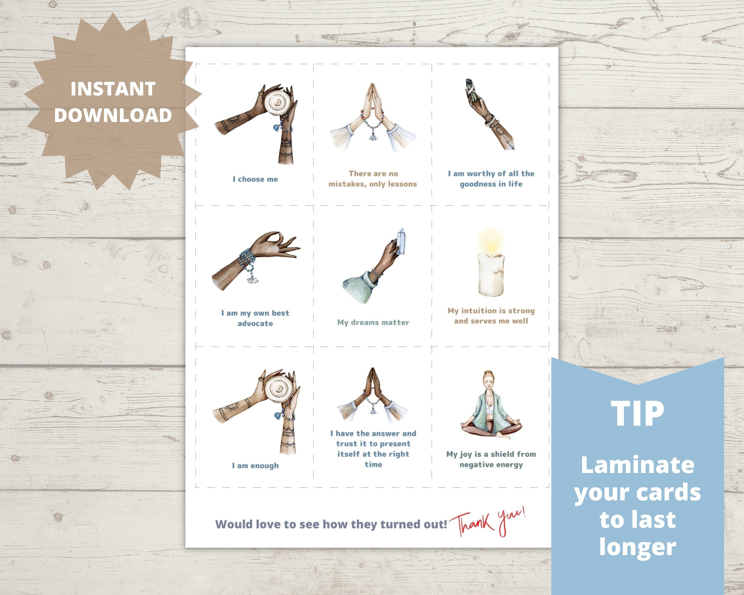 Printable Boho Affirmation Cards Positive Inspiration Cards - Etsy