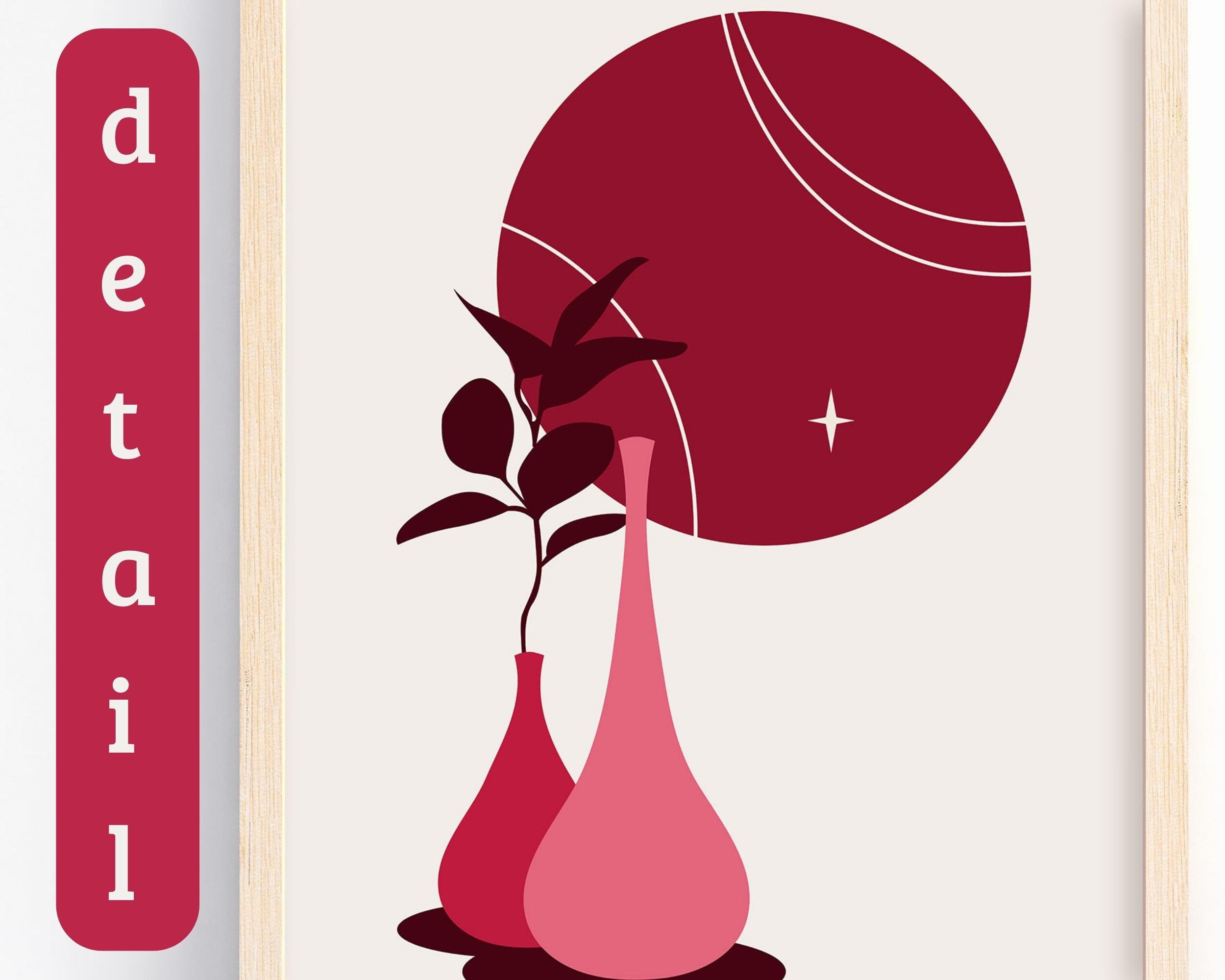 Printable Viva Magenta Abstract Wall Art | Mid Century Modern Magenta ...