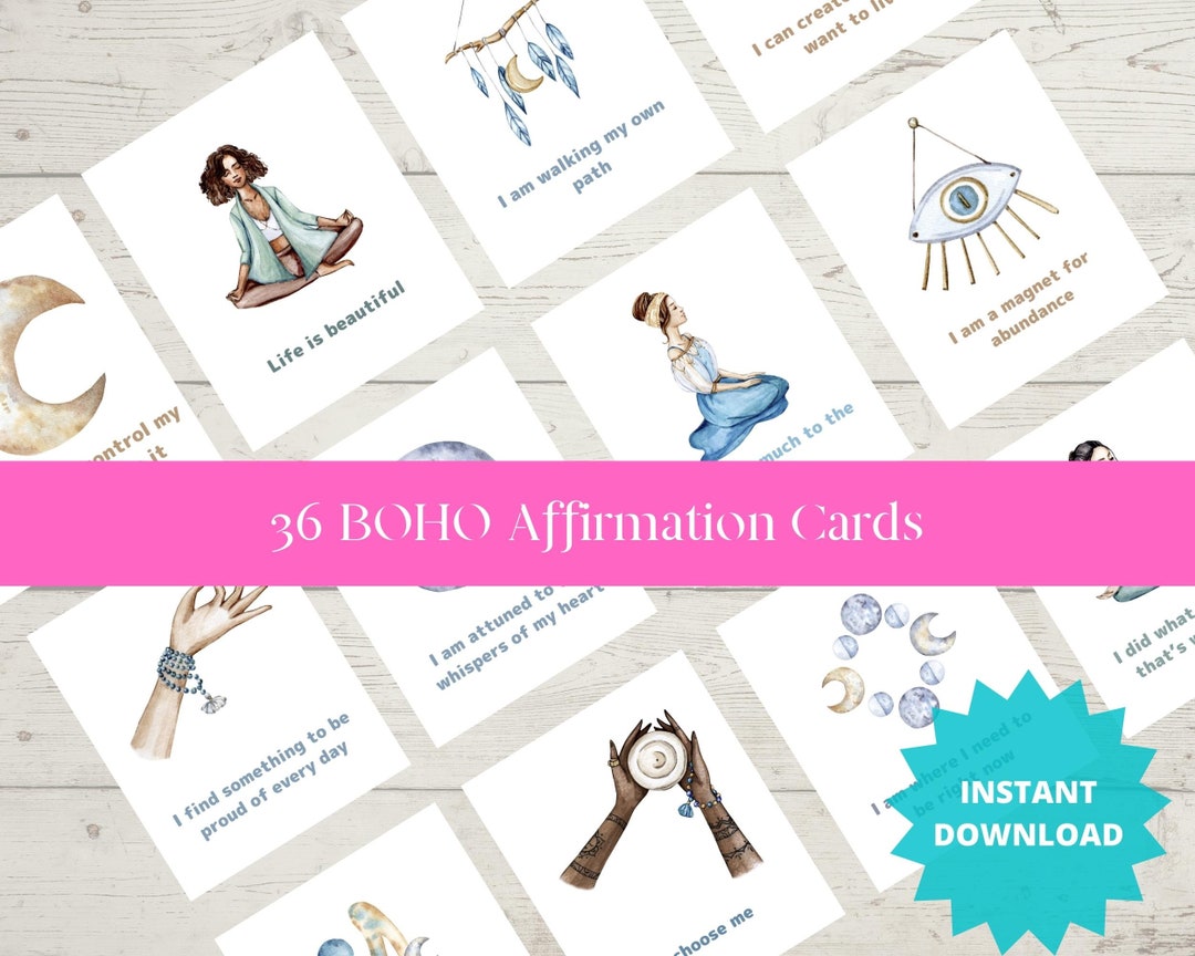 Printable Boho Affirmation Cards Positive Inspiration Cards - Etsy