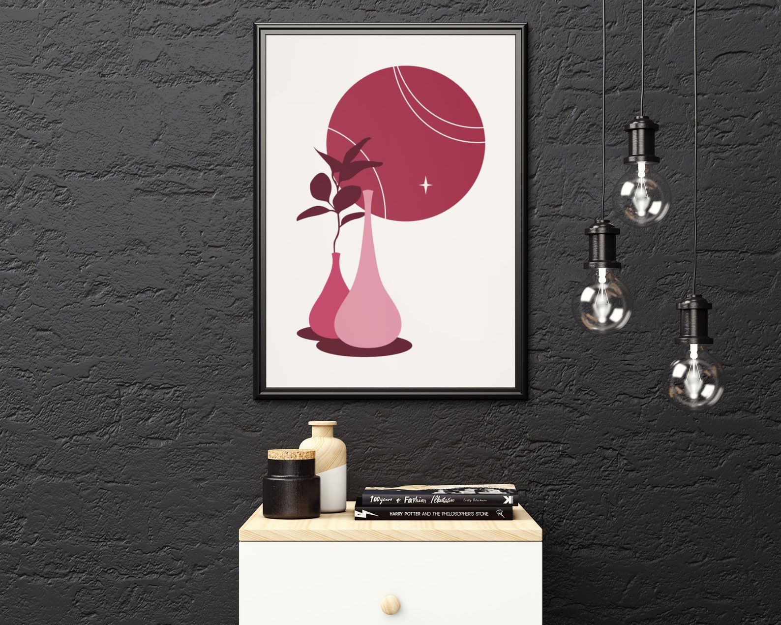 Printable Viva Magenta Abstract Wall Art | Mid Century Modern Magenta ...