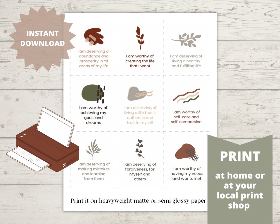 Printable Boho Affirmation Cards for Self Love Law of - Etsy