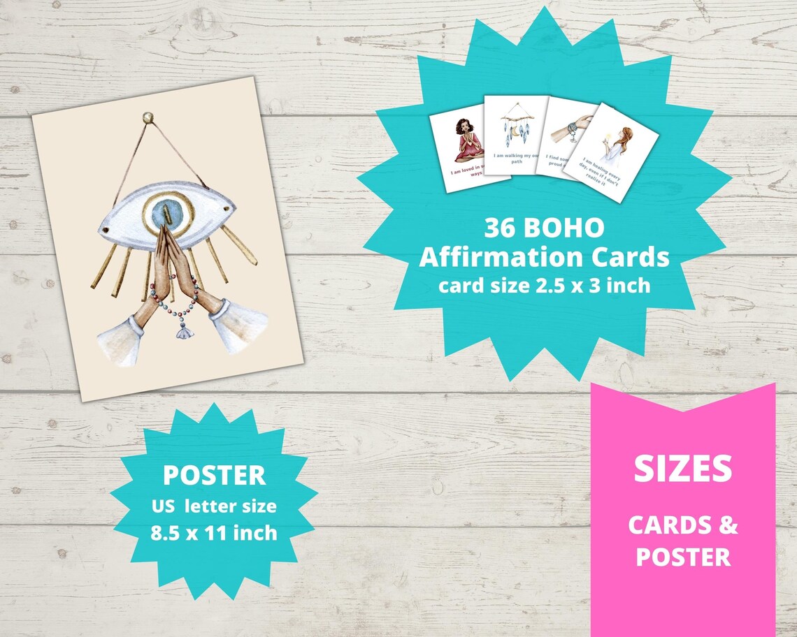 Printable Boho Affirmation Cards Positive Inspiration Cards - Etsy