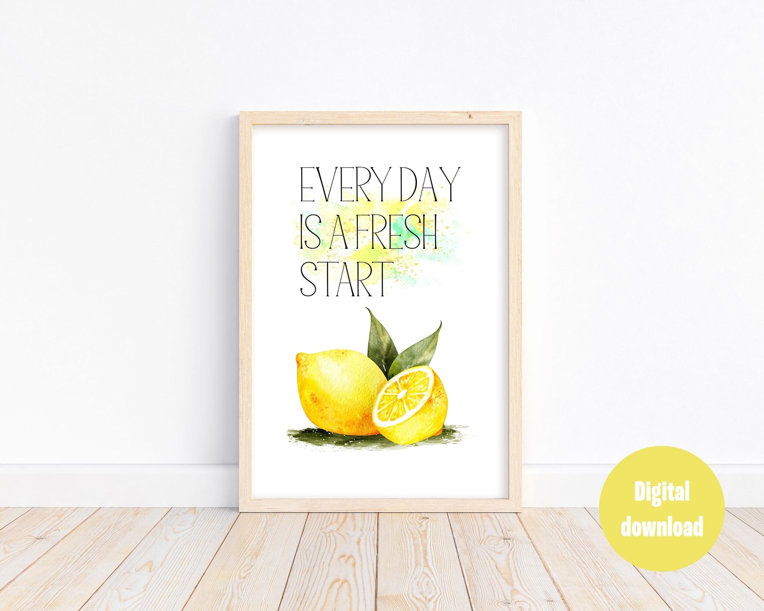 Printable Lemon Watercolor Wall Art Print | Yellow Lemon Poster Prints ...