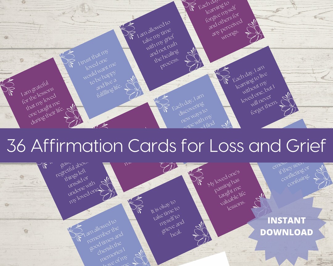 Printable Affirmation Flash Cards for Coping With Loss and Grief - Etsy
