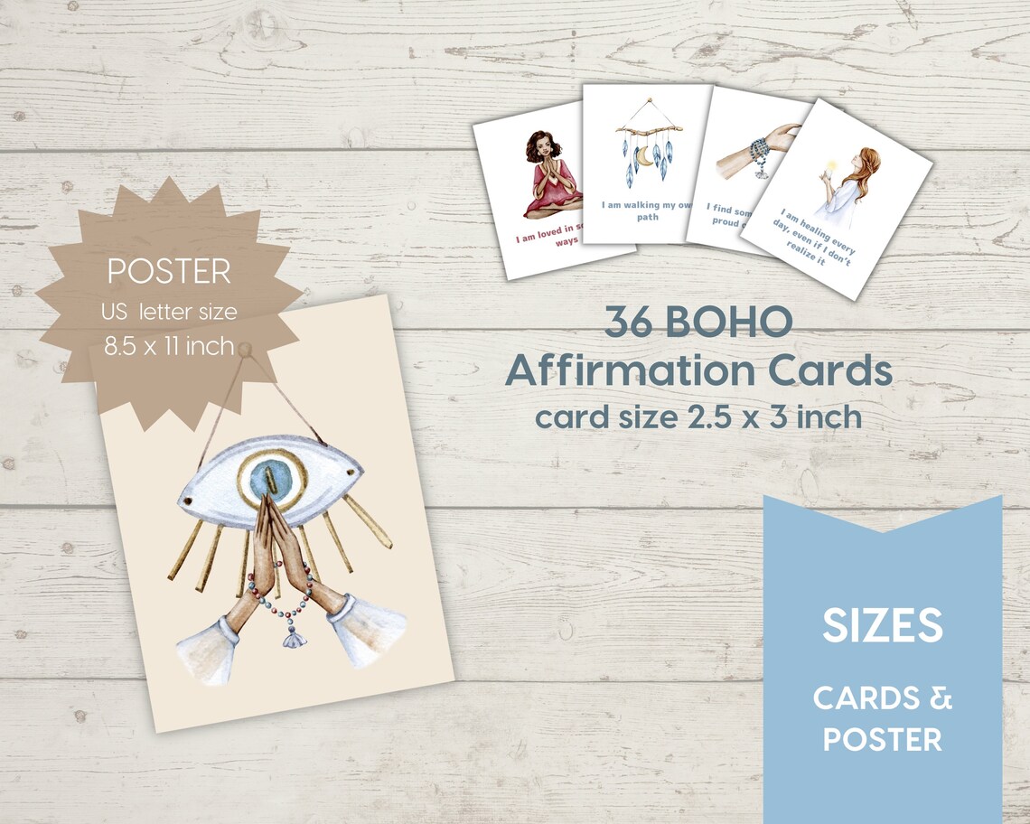 Printable Boho Affirmation Cards Positive Inspiration Cards - Etsy