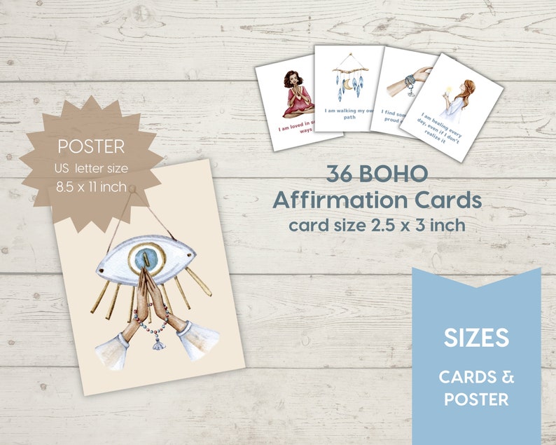 Printable Boho Affirmation Cards Positive Inspiration Cards - Etsy