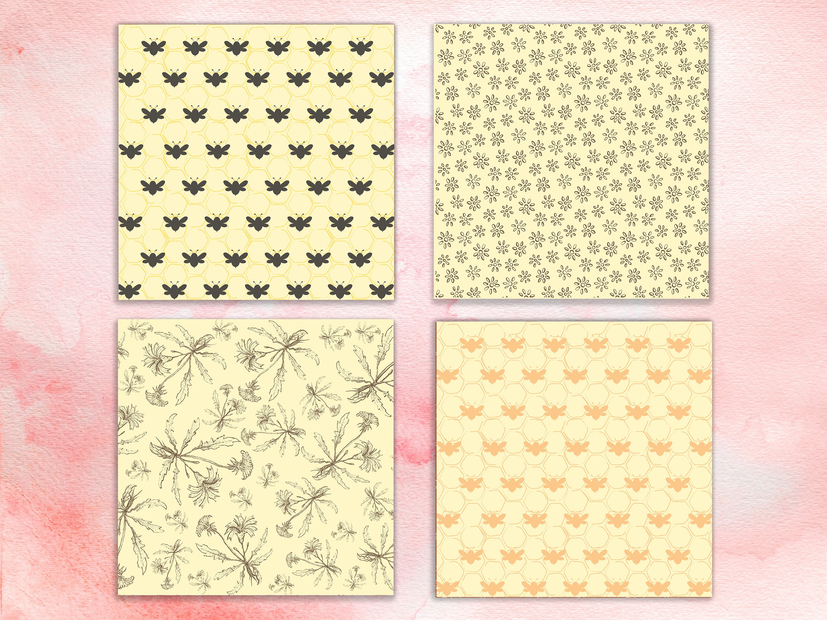 Bees Bumble Bees Digitals Papers Digital Papers Digitals - Etsy