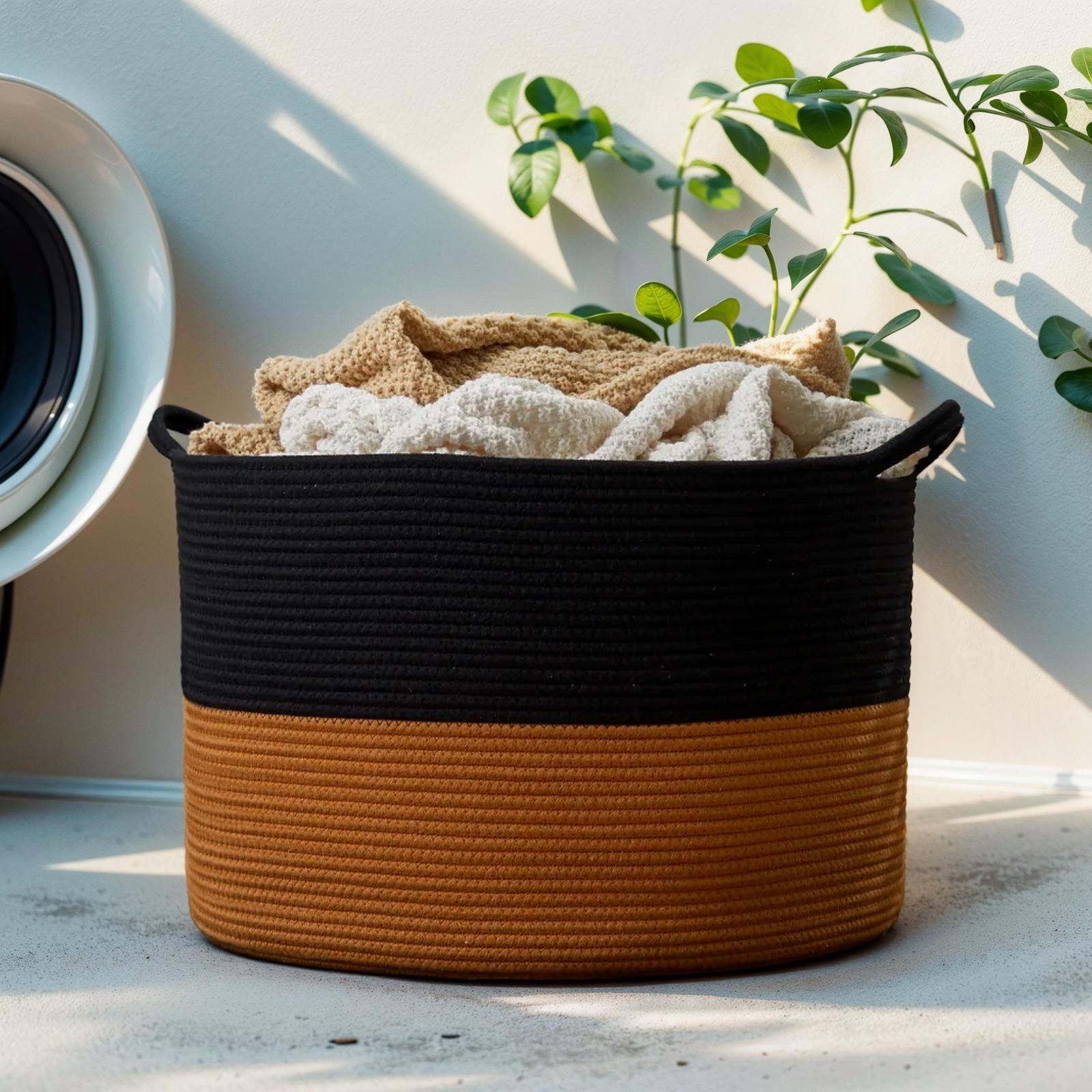 Handmade Large Cotton Rope Storage Basket: Sustainable, Versatile Home ...
