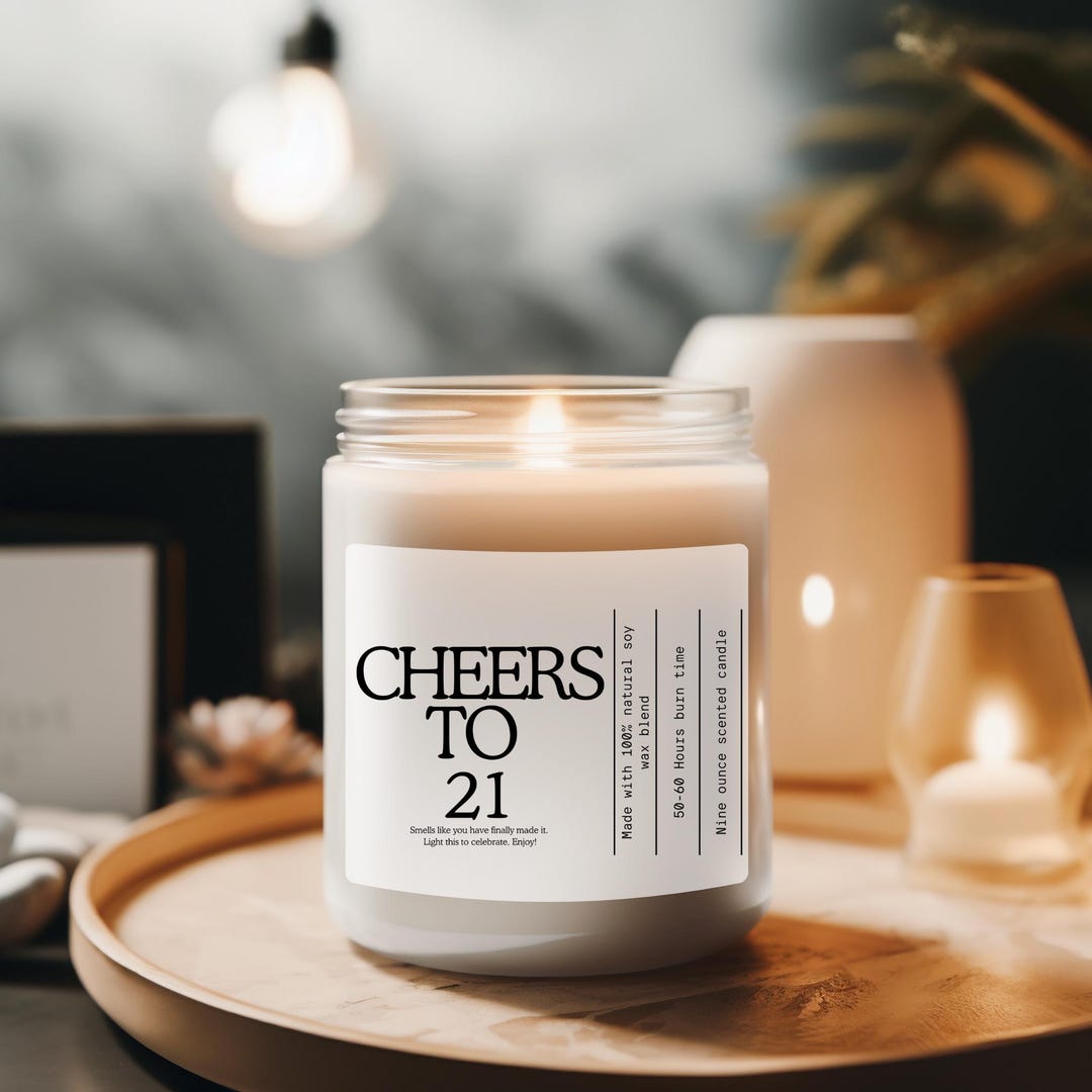 Cheers to 21 Years, 21st Birthday Candle, Personalized 21st Birthday ...