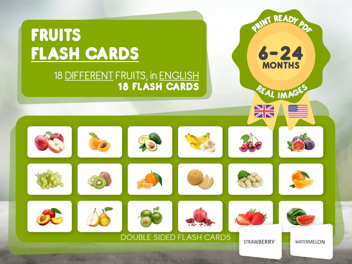 FRUITS Flash Cards Printable Glenn Doman Double Sided Cards - Etsy FRUITS Flash Cards Printable Glenn Doman Double Sided Cards - Etsy