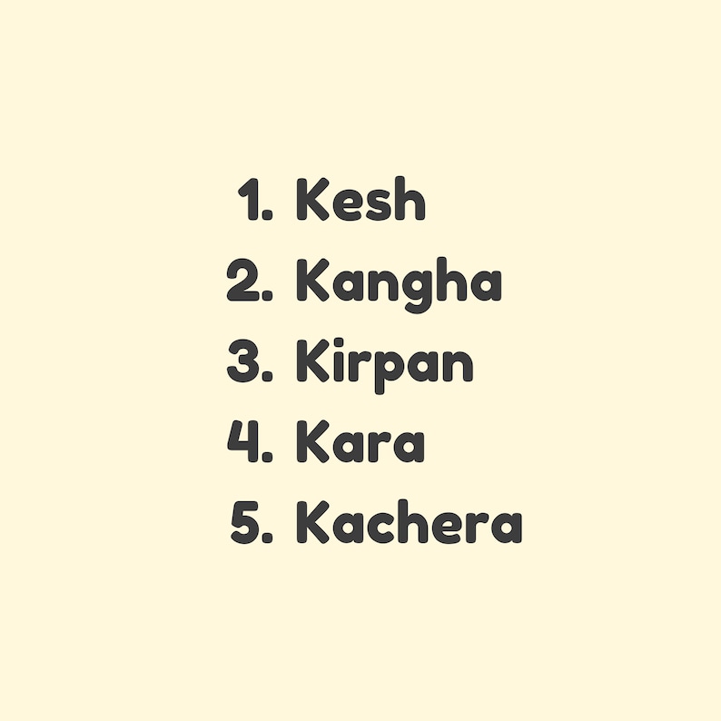 Punjabi Preschool Sikh 5 K's Chart for Kids Punjabi - Etsy