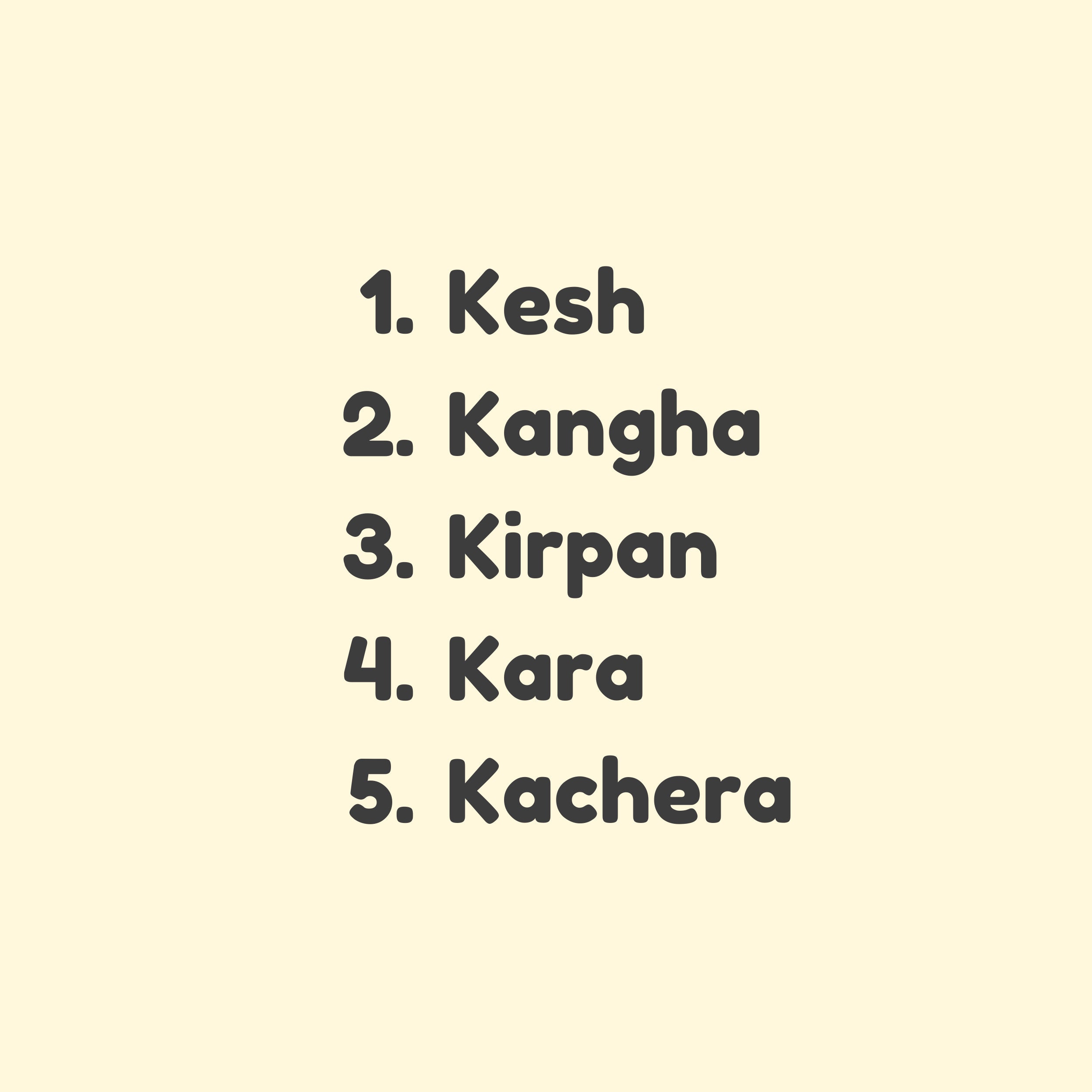 Punjabi Preschool Sikh 5 K's Chart for Kids - Punjabi Printable ...