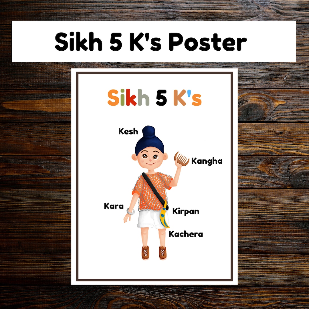 Punjabi Preschool Sikh 5 K's Chart for Kids - Punjabi Printable - Punjabi Sikh Desi Printable ...