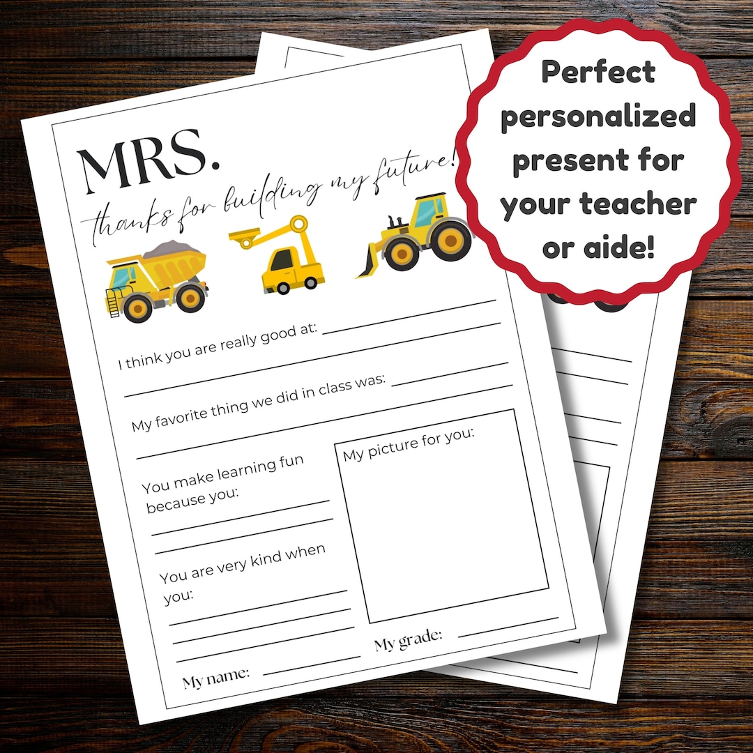 Teacher Appreciation Construction Theme Printable for Teacher ...