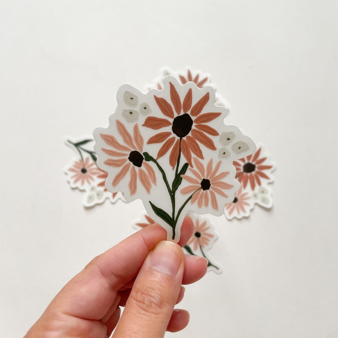 Mauve Black Eyed Susan Vinyl Sticker Clear - Etsy