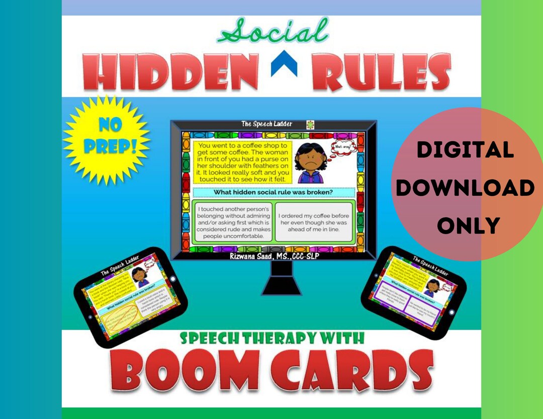 Hidden Social Rules Boom Cards, Speech Therapy, Socially Appropriate ...