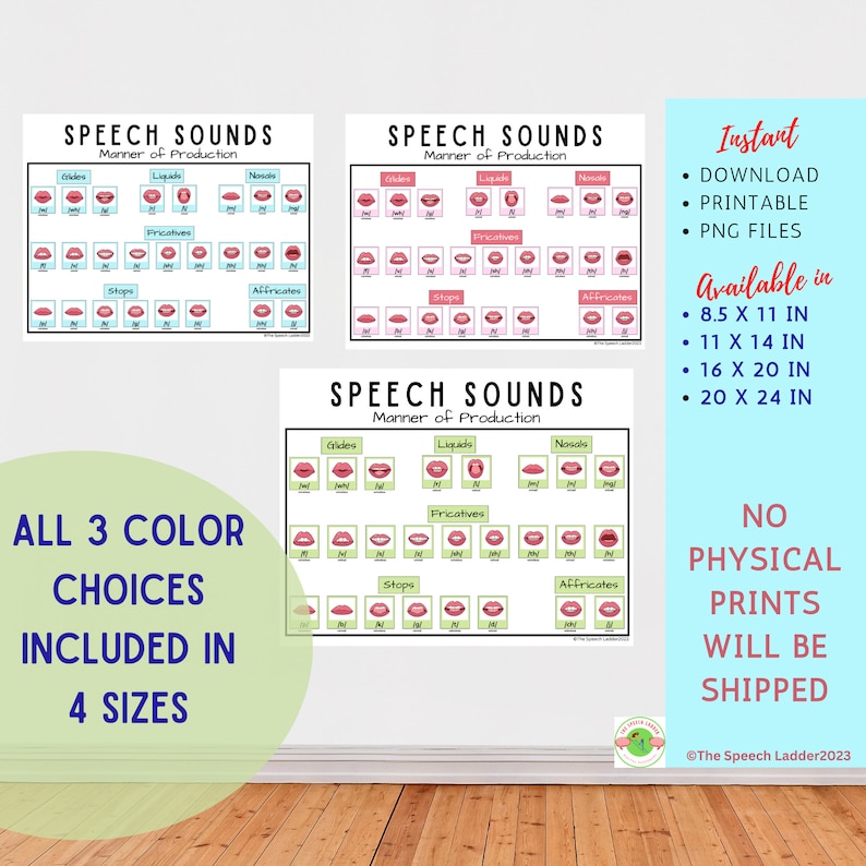 Large Speech Sounds Chart, Speech Therapy Poster, Articulation Resource ...