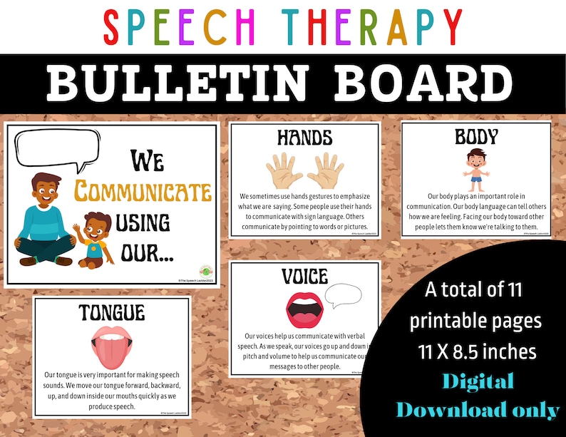 Speech Therapy Bulletin Board Kit, Speech Therapy Classroom, Door Decor ...