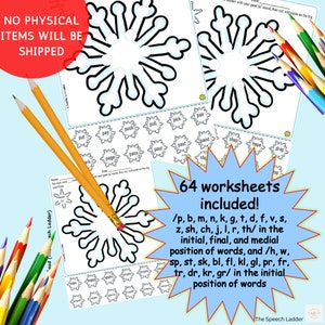 Snowflake Articulation Worksheets, Sound Practice for Articulation ...