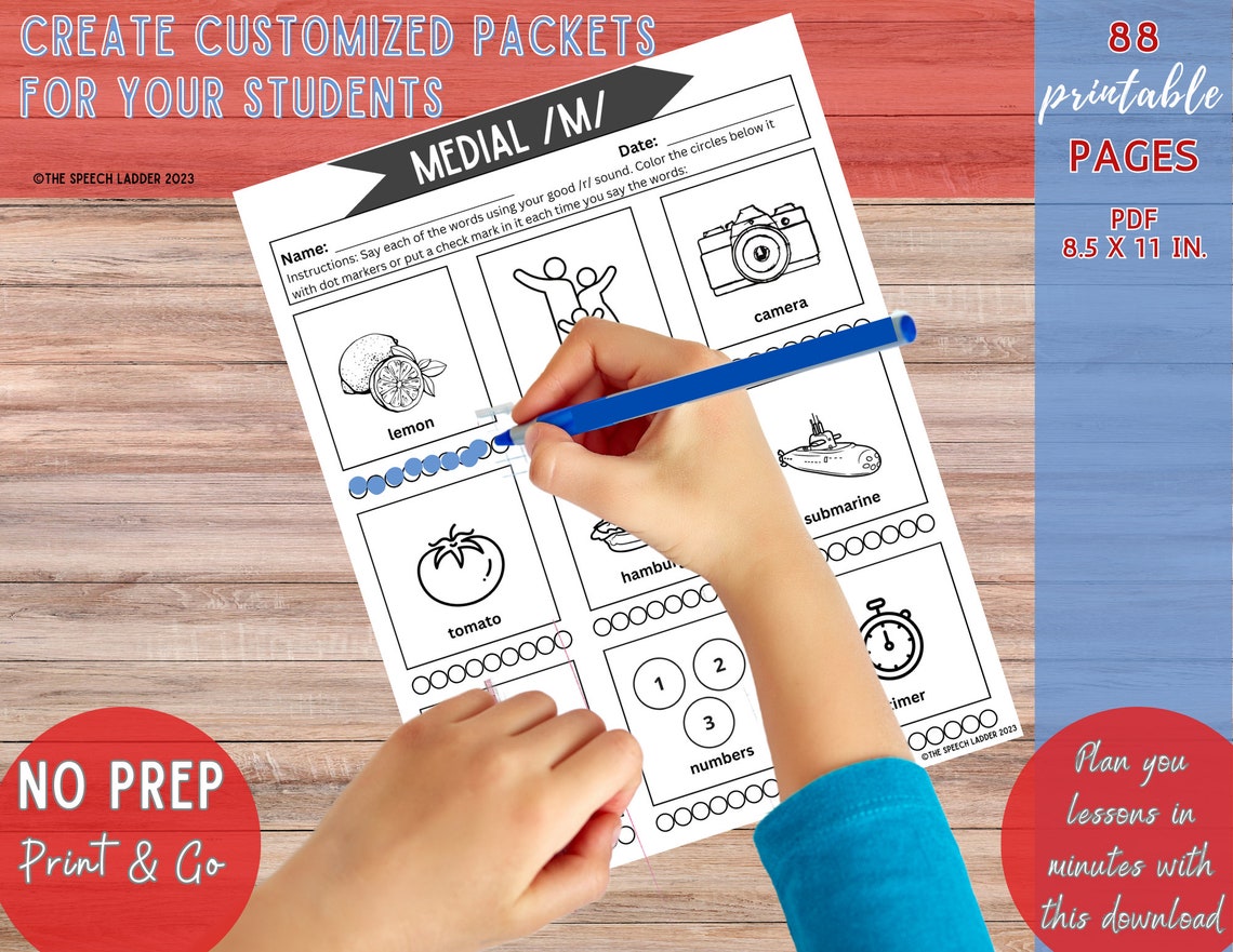 Articulation Drill Worksheets, Speech Therapy, Printable On-demand, SLP ...