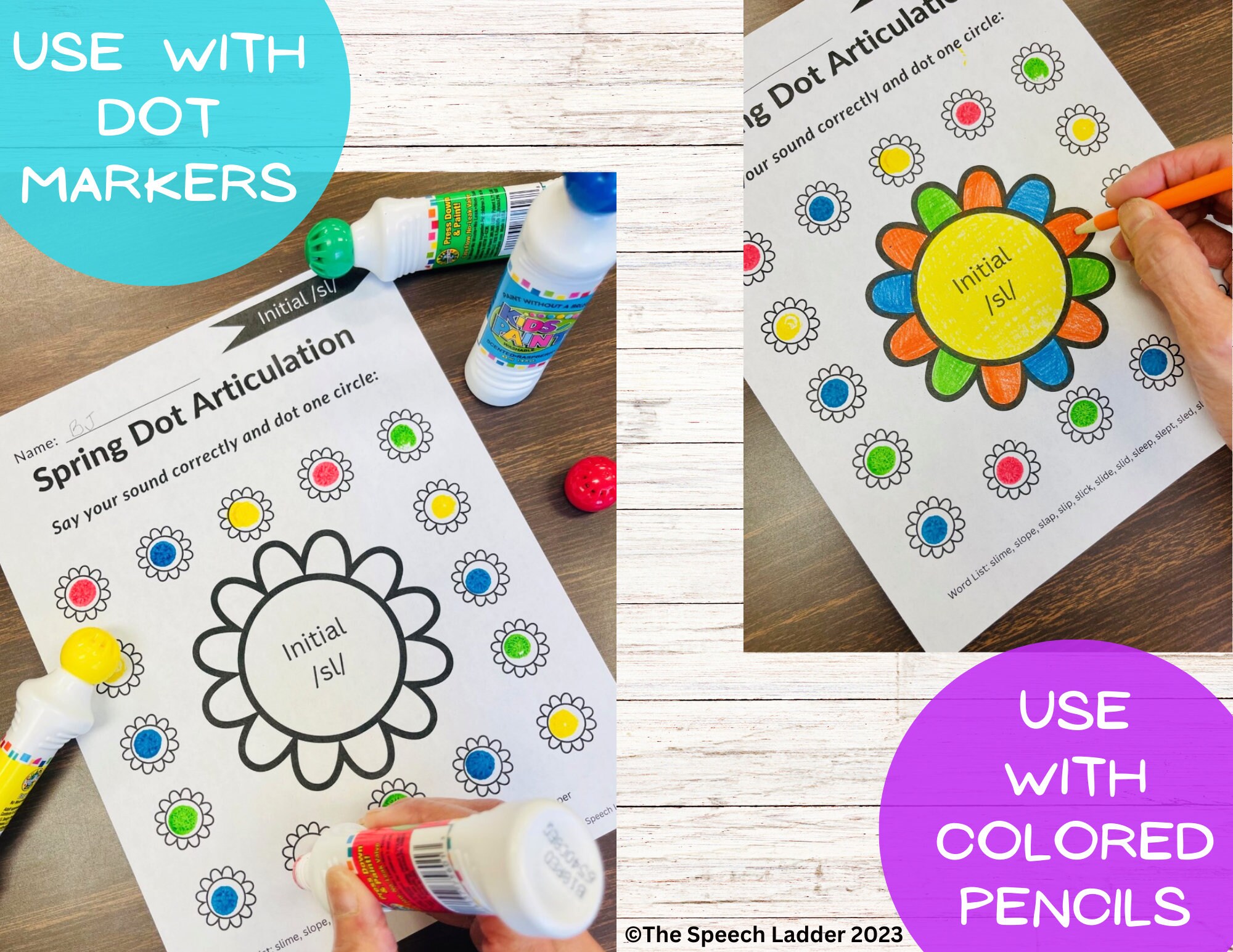 Spring Dot Articulation Worksheets, Speech Therapy, Articulation Drills ...