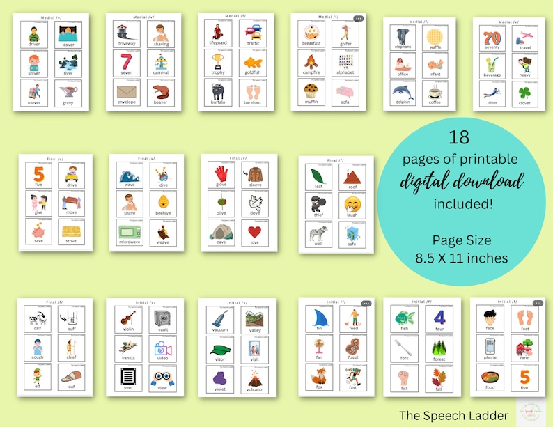 Speech Therapy /f/ & /v/ Articulation Cards, Digital Download - Etsy