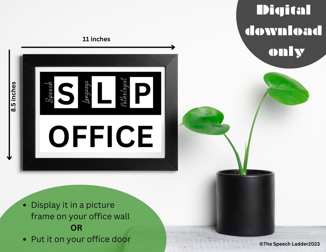 Speech Therapy Office Sign, SLP Office Decor, Printable Sign, SLP Room Sign, Printable Sign ...