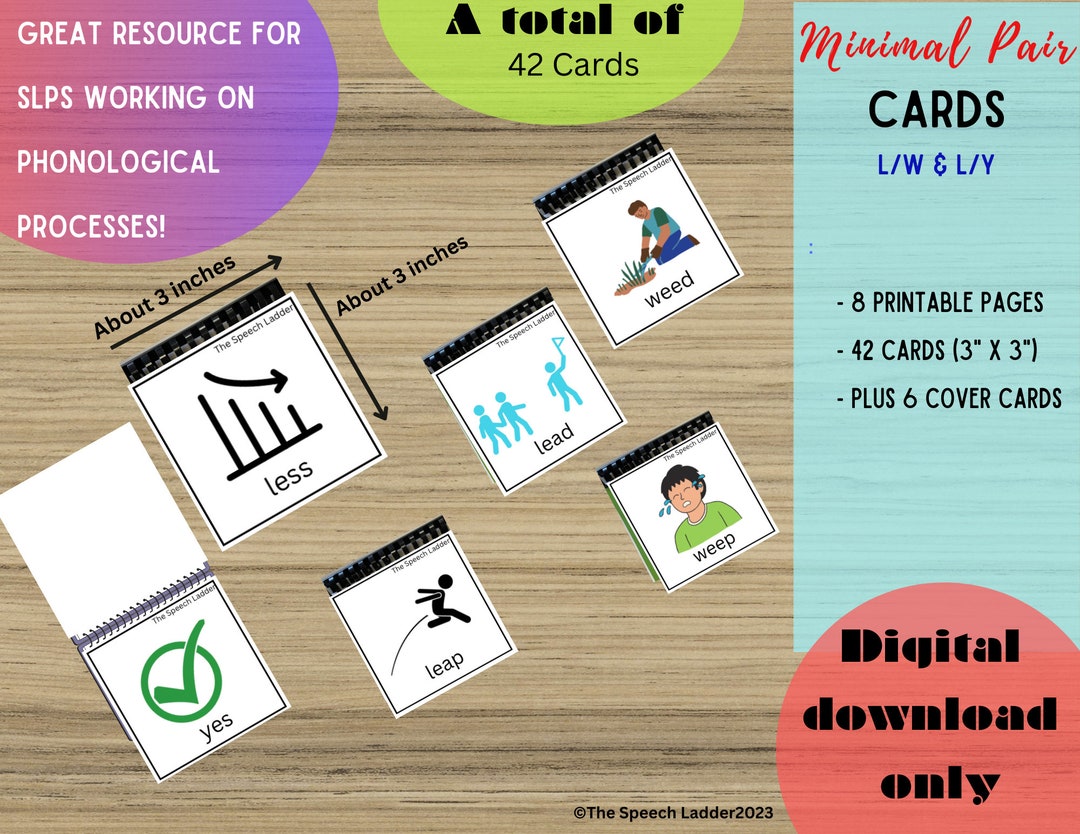 Minimal Pair Cards L/W & L/Y, Speech Therapy Printable Materials ...