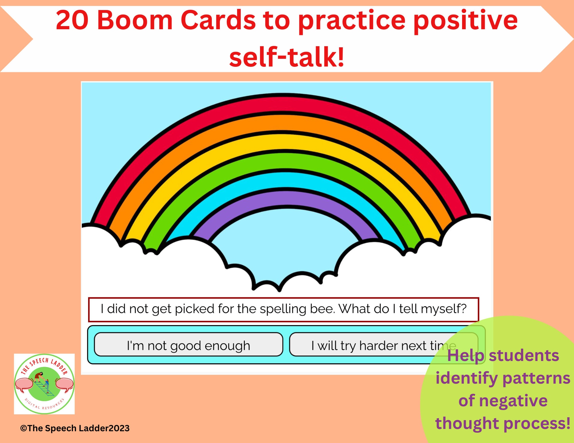 Positive Self-talk Boom Cards, Growth Mindset, Critical Thinking ...