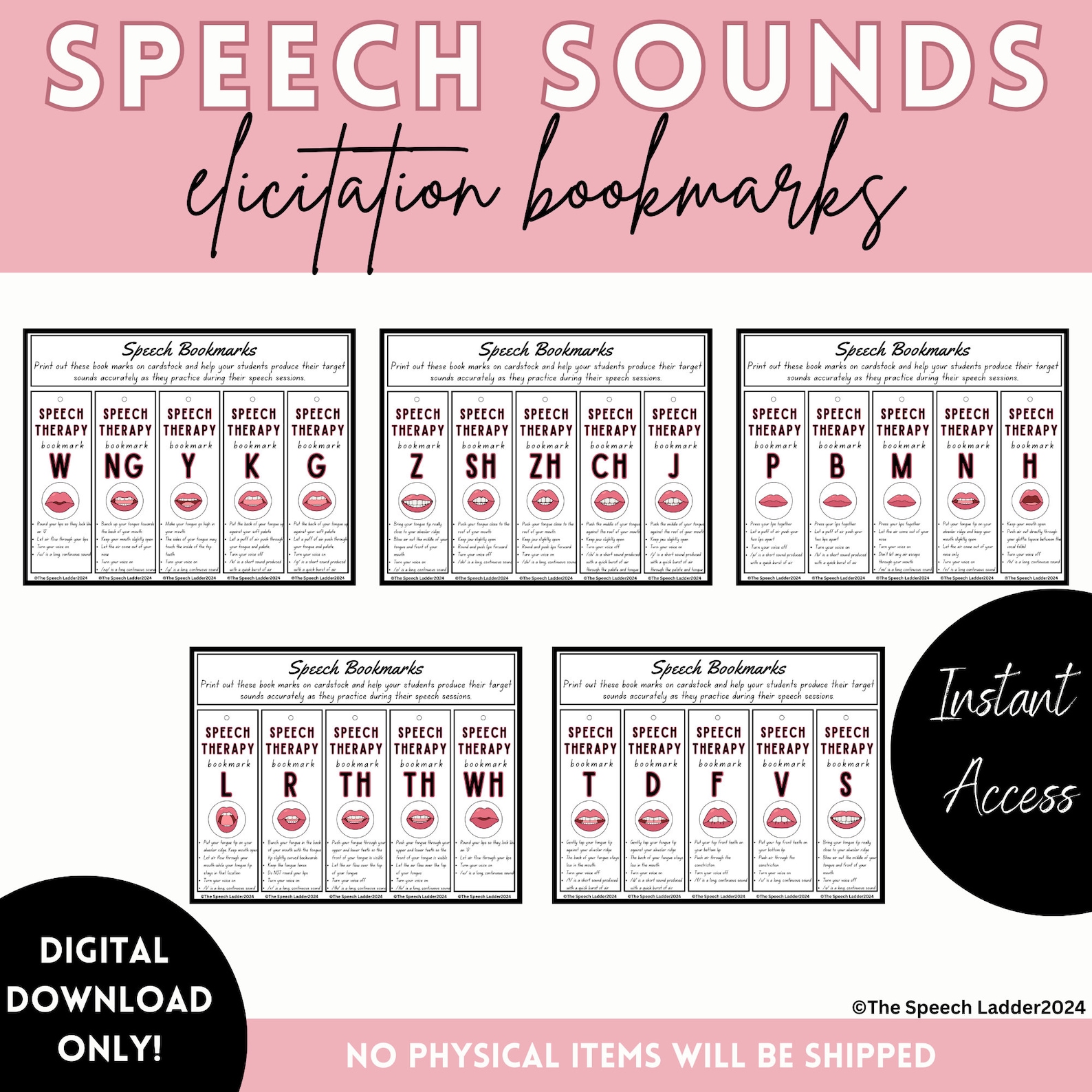 Speech Sound Elicitation Bookmarks, Articulation Resource, Instantly ...