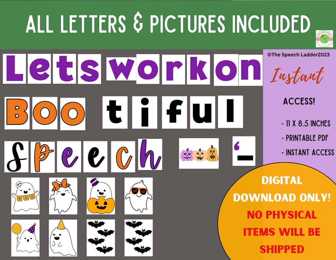 Speech Therapy Halloween Decor Bulletin Board Kit, Speech and Language ...