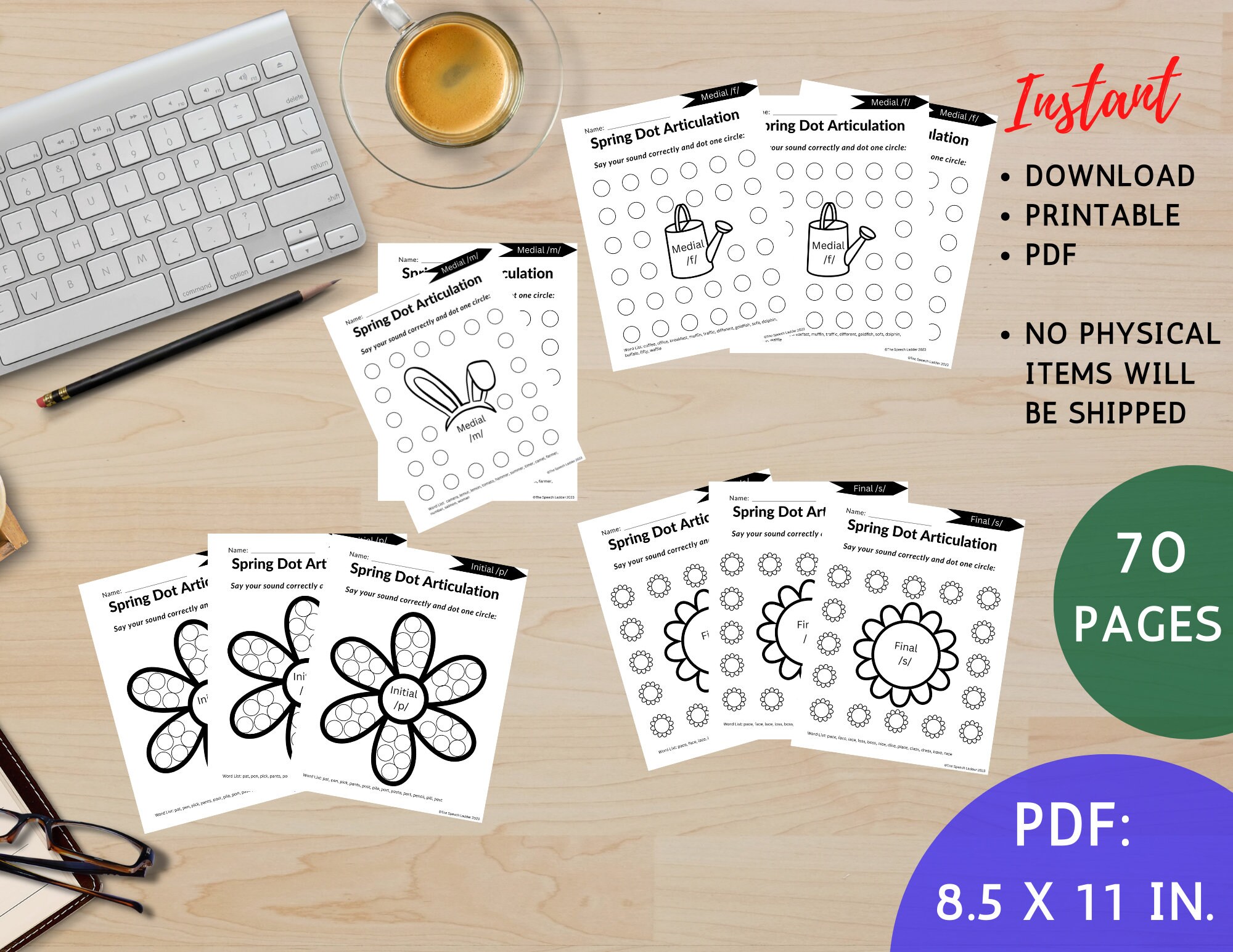 Spring Dot Articulation Worksheets, Speech Therapy, Articulation Drills ...