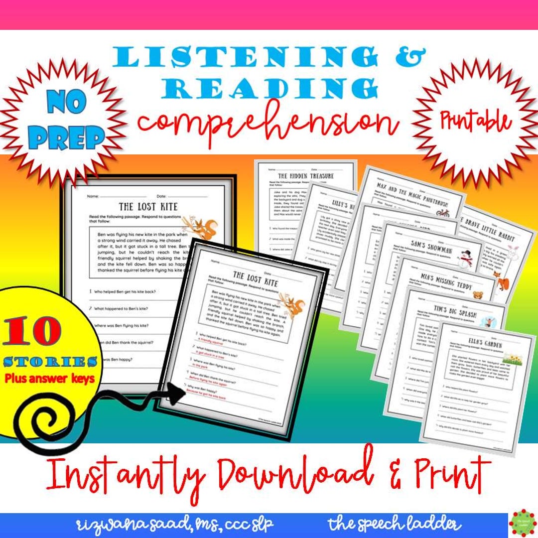 Listening & Reading Comprehension Worksheets, Speech-language Therapy ...