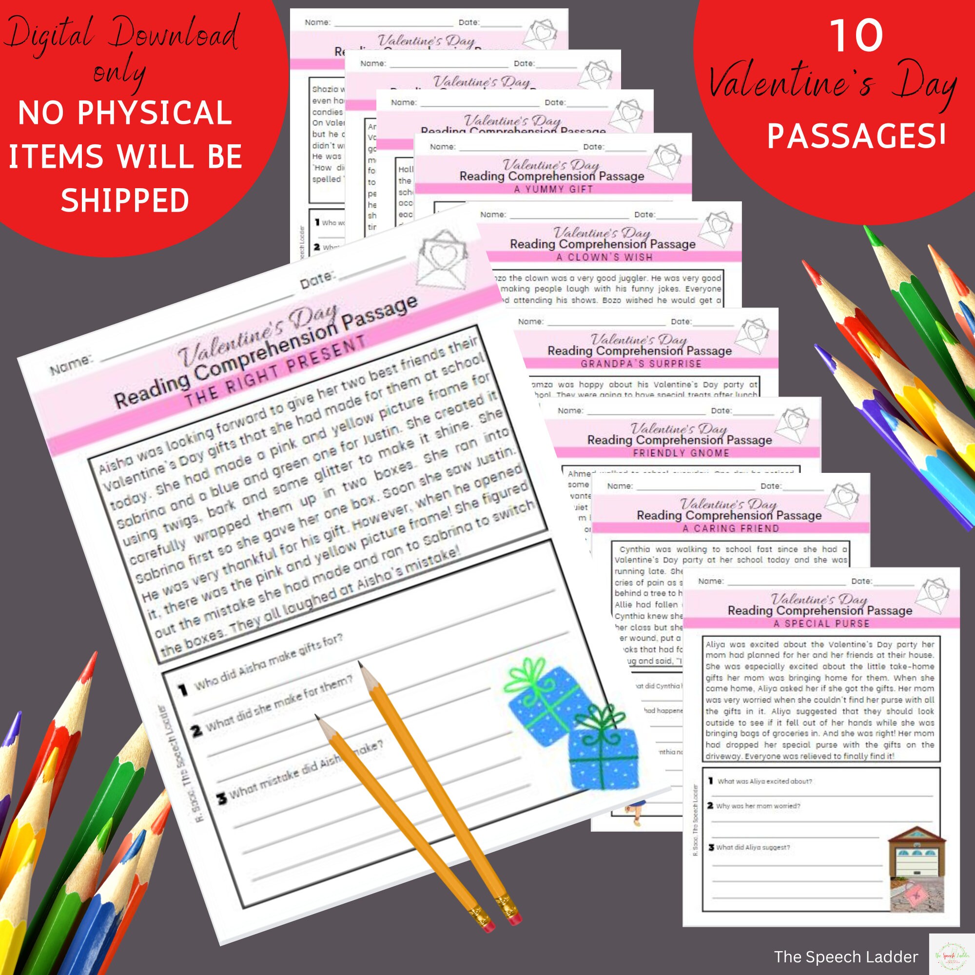 Valentine's Day Reading Comprehension Passages, February Printable ...