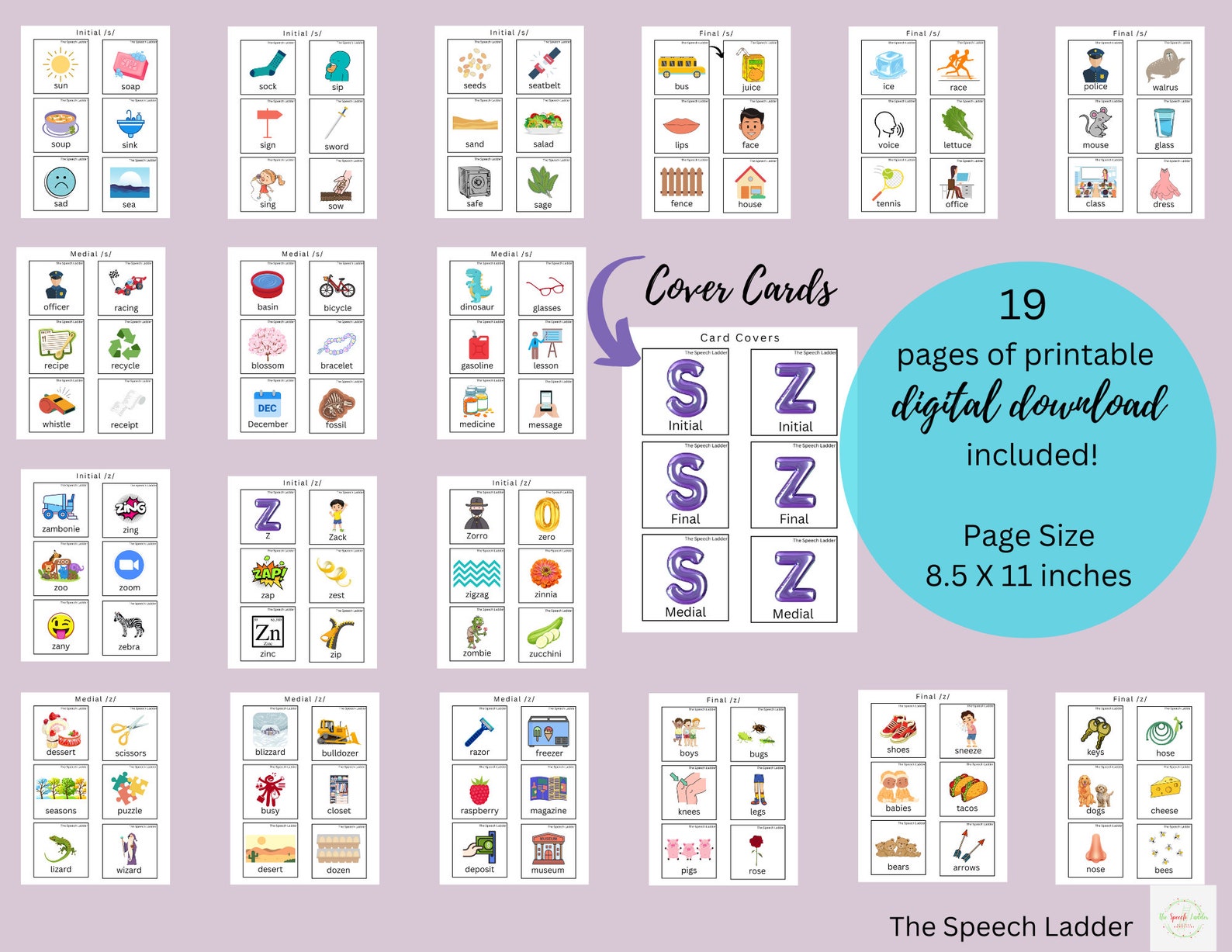 Speech Therapy /s/ & /z/ Articulation Cards, SLP Resource, Printable ...