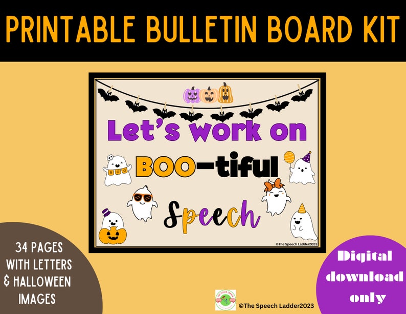 Speech Therapy Halloween Decor Bulletin Board Kit, Speech and Language ...