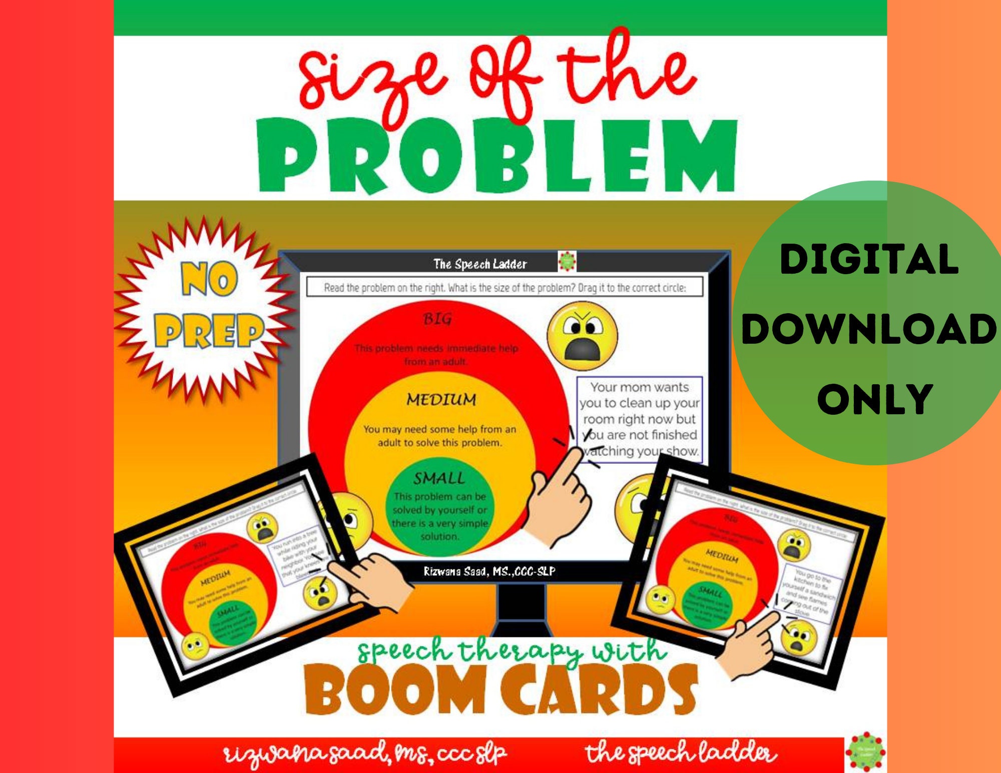 Size of the Problem Boom Cards, Speech Therapy, Social Emotional ...