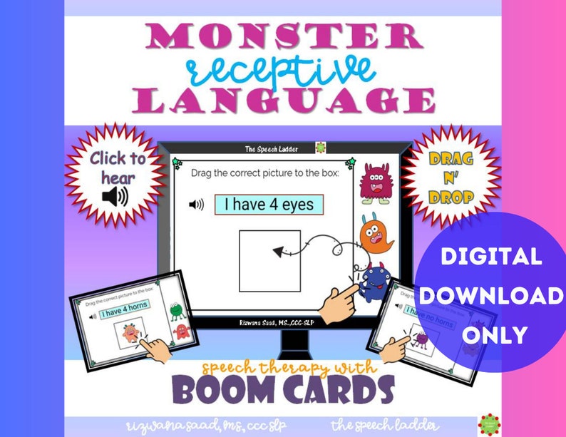 Monsters Receptive Language Boom Cards Speech Therapy - Etsy