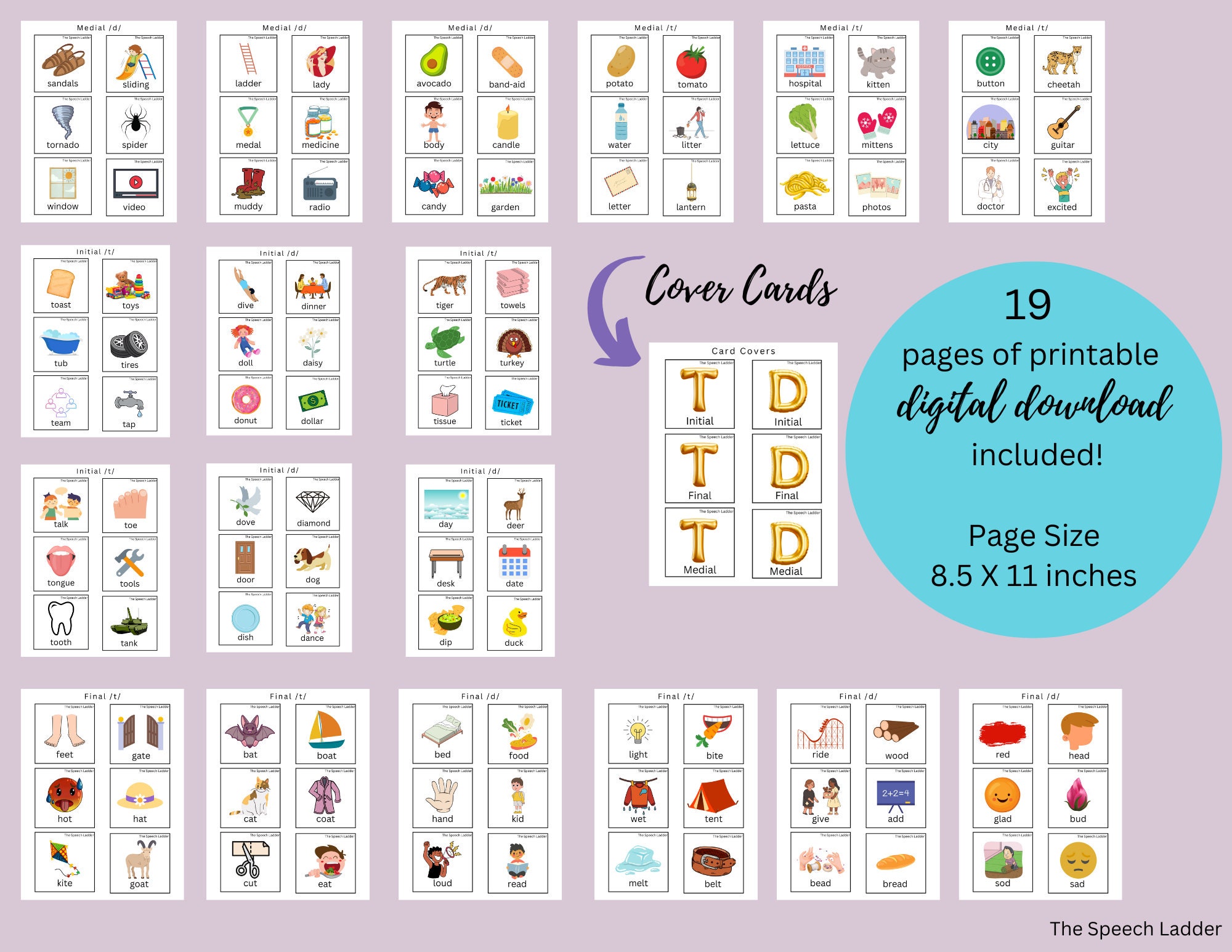 Speech Therapy /t/ & /d/ Articulation Cards, SLP Resource, Printable ...