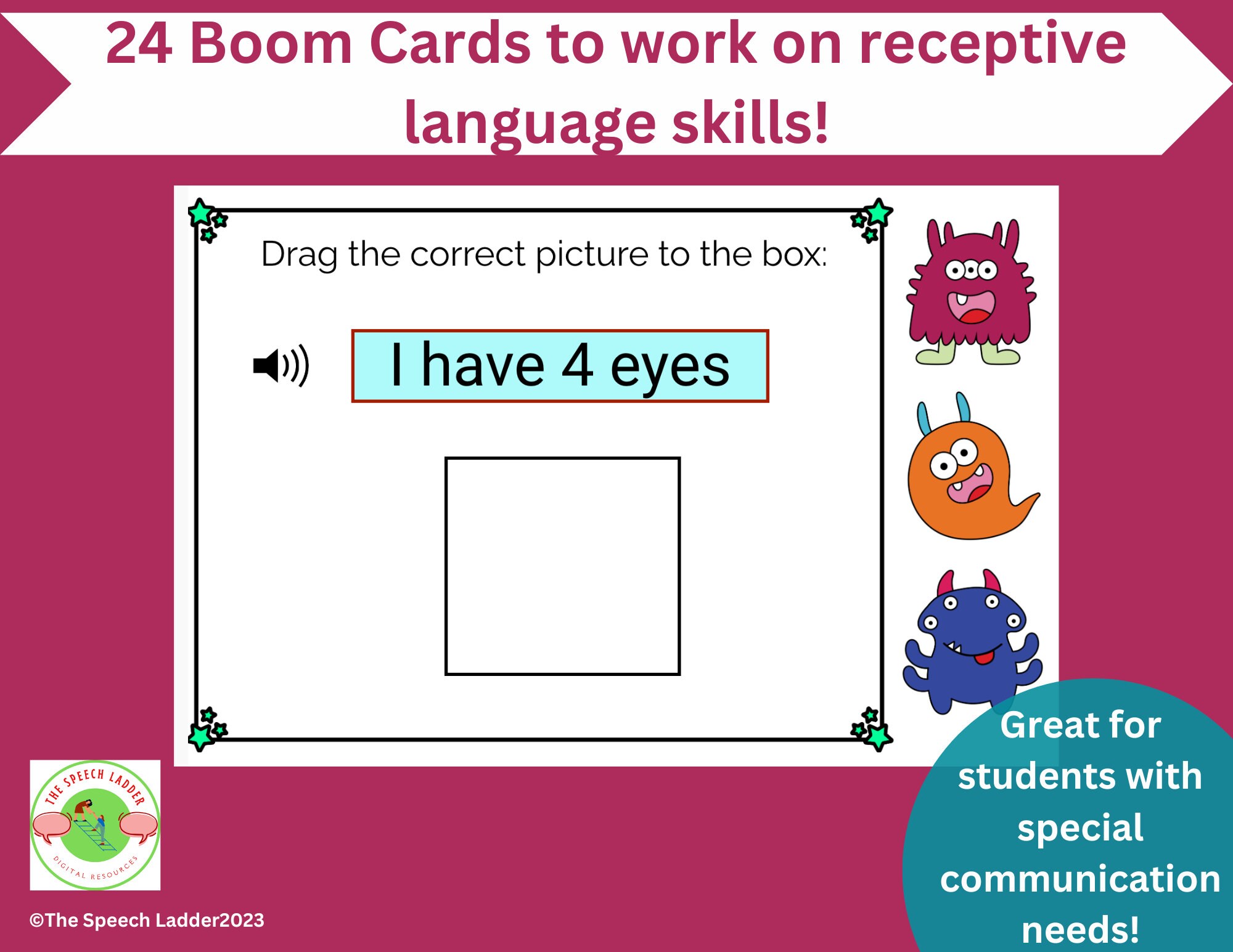 Monsters Receptive Language Boom Cards, Speech Therapy ...