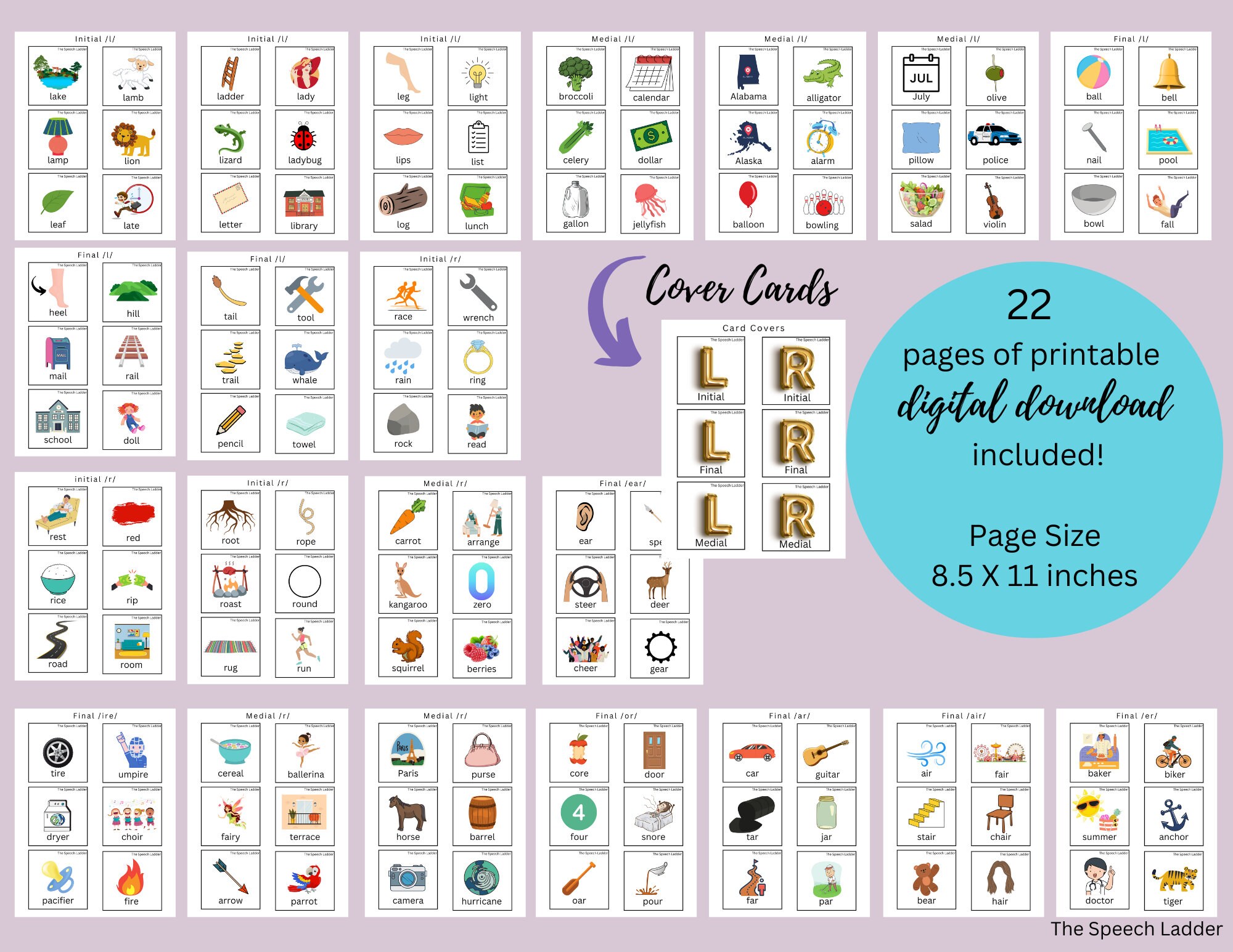 Speech Therapy /l/ & /r/ Articulation Cards, SLP Resource, Printable ...