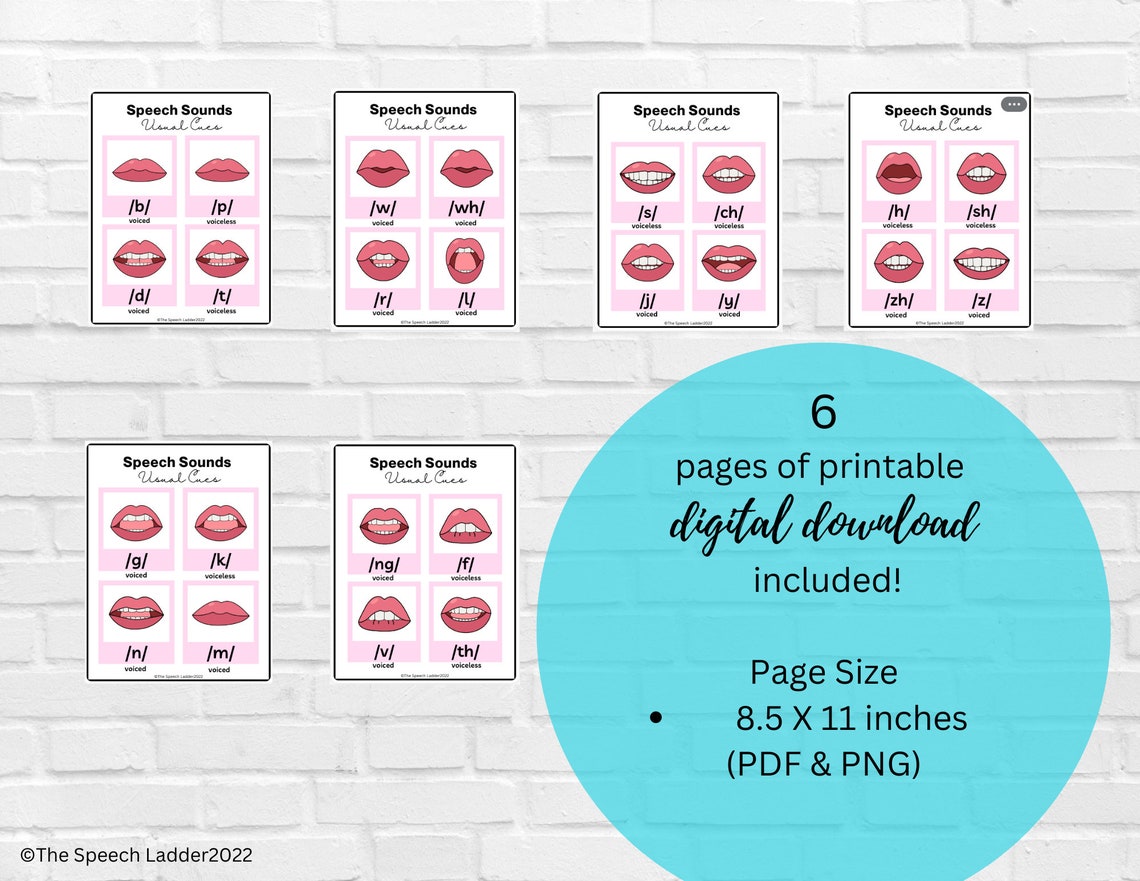 Speech Sounds Visual Cues Prints SPEECH Room Decor Speech Therapy ...