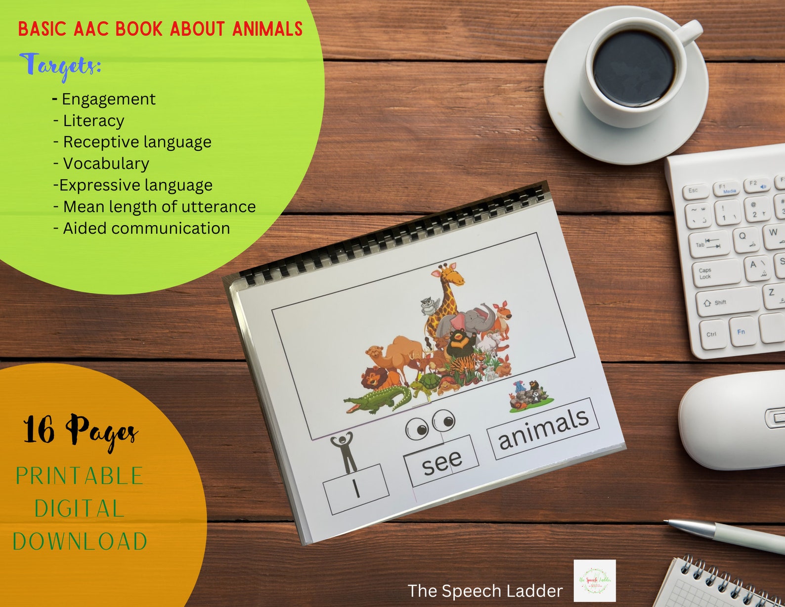 AAC Literacy Animals Book, Speech Therapy, Aided Communication ...