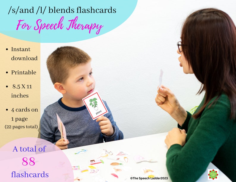 Speech Therapy Flashcards, Articulation Drill Cards, /s/ Blends, /l ...