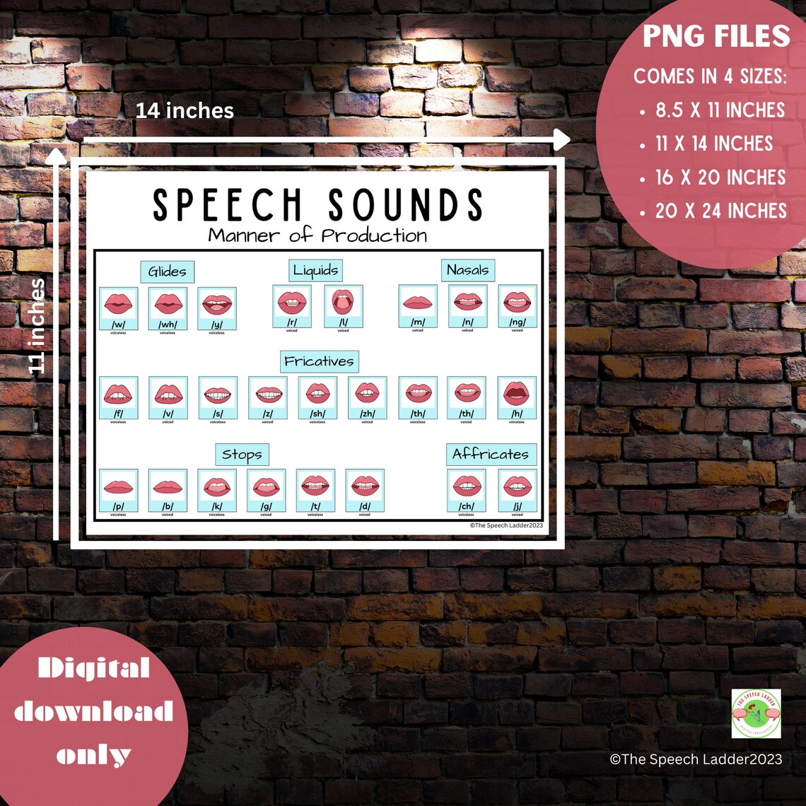 Large Speech Sounds Chart, Speech Therapy Poster, Articulation Resource ...