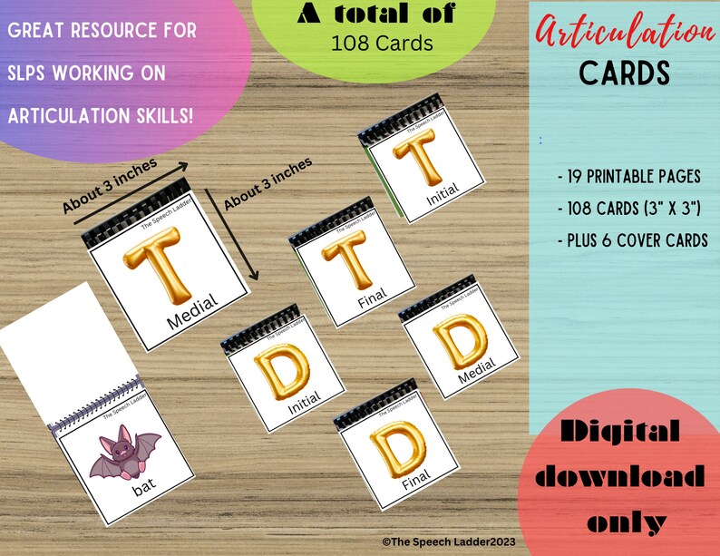 Speech Therapy /t/ & /d/ Articulation Cards, SLP Resource, Printable ...